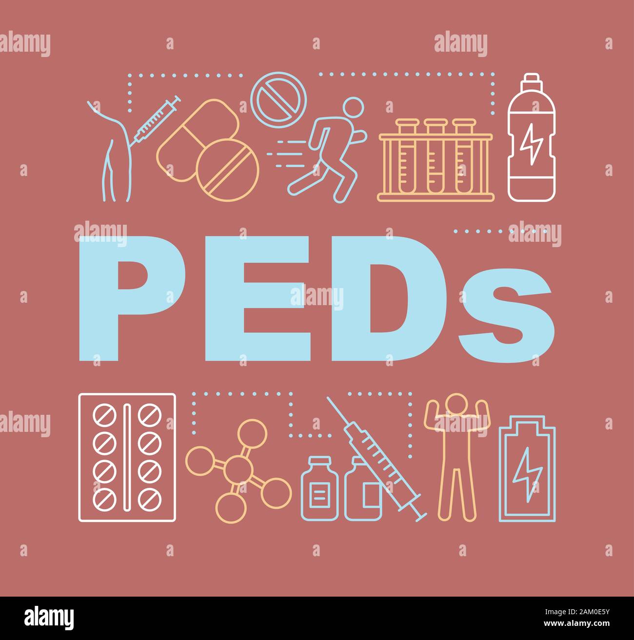 PEDs word concepts banner. Performance enhancing substances. Athletes ...