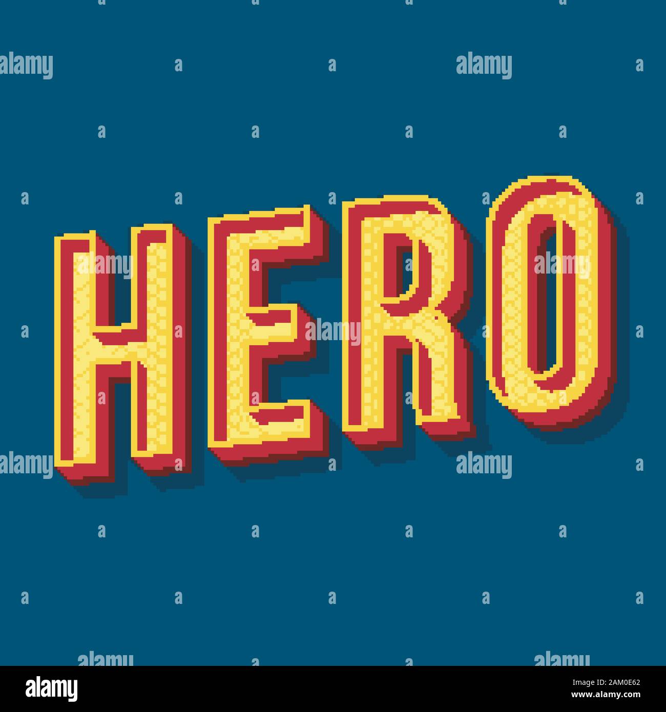Hero vintage 3d vector lettering. Retro bold font, typeface. Yellow pop ...