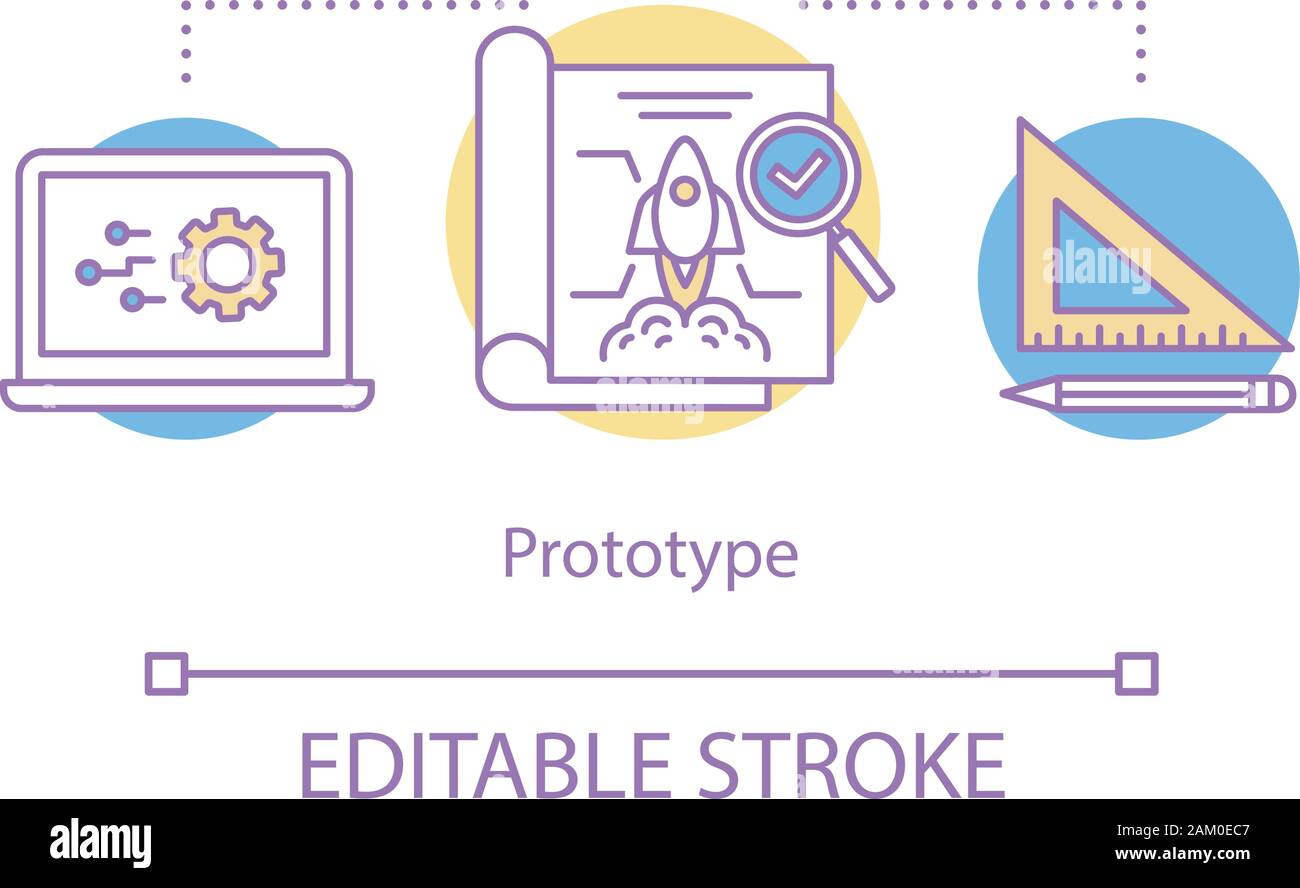 Prototype concept icon. Startup launch. Start pilot project. Minimum ...