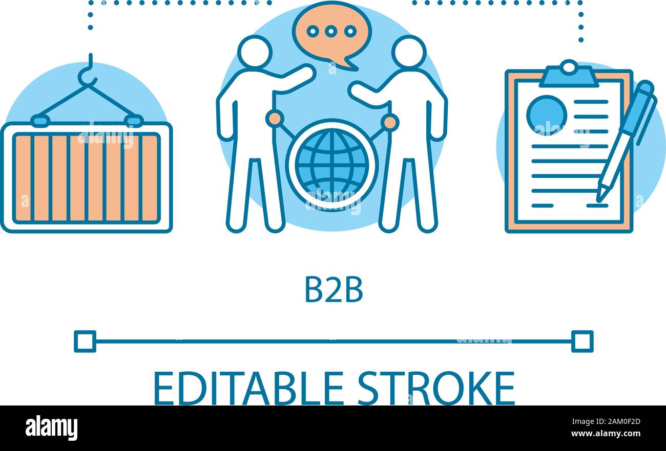 B2B concept icon. Commercial relationship idea thin line illustration ...