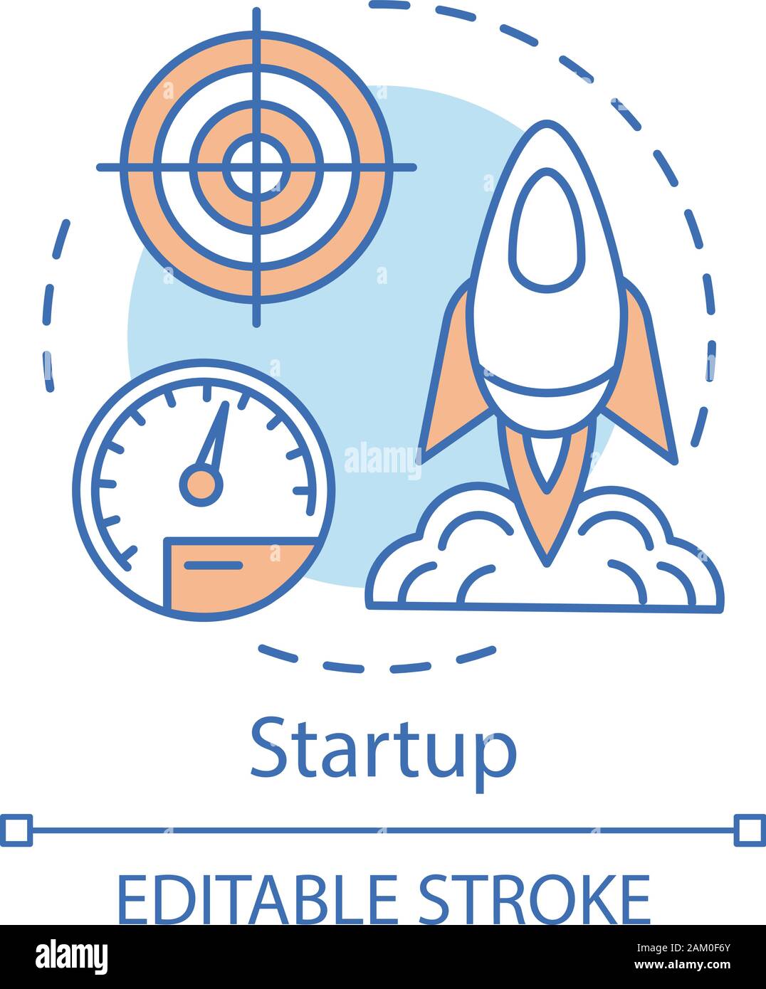 Startup concept icon. Start new project. Movement to goal. Strategic ...