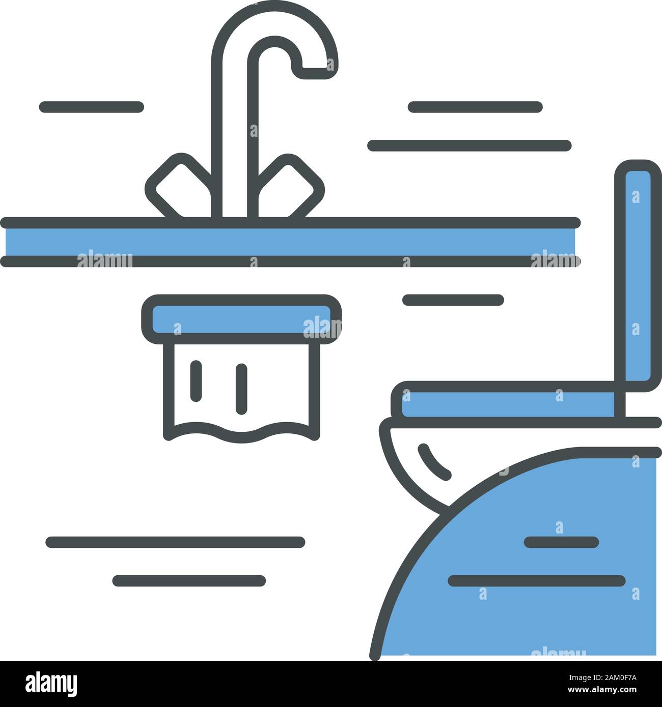 Plane toilet color icon. Bathroom in airplane. Toilet and sink. Water ...