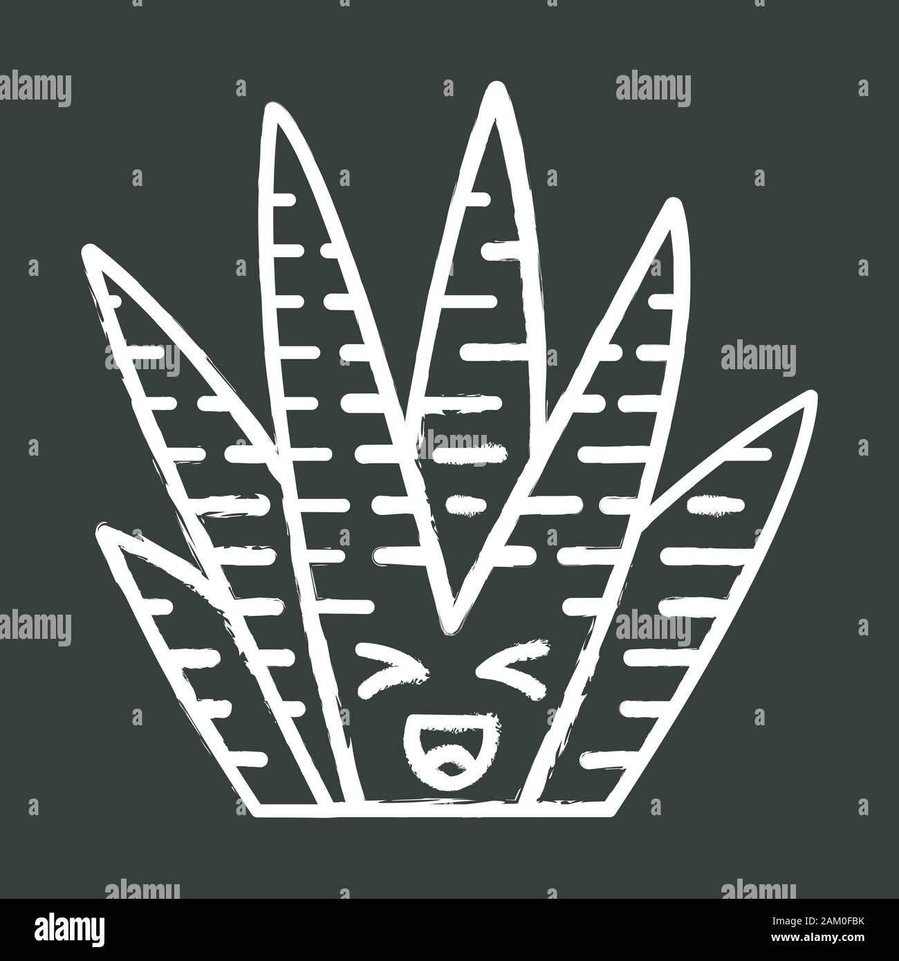 Zebra cactus chalk icon. Cacti with laughing face. Happy wild Haworthia ...