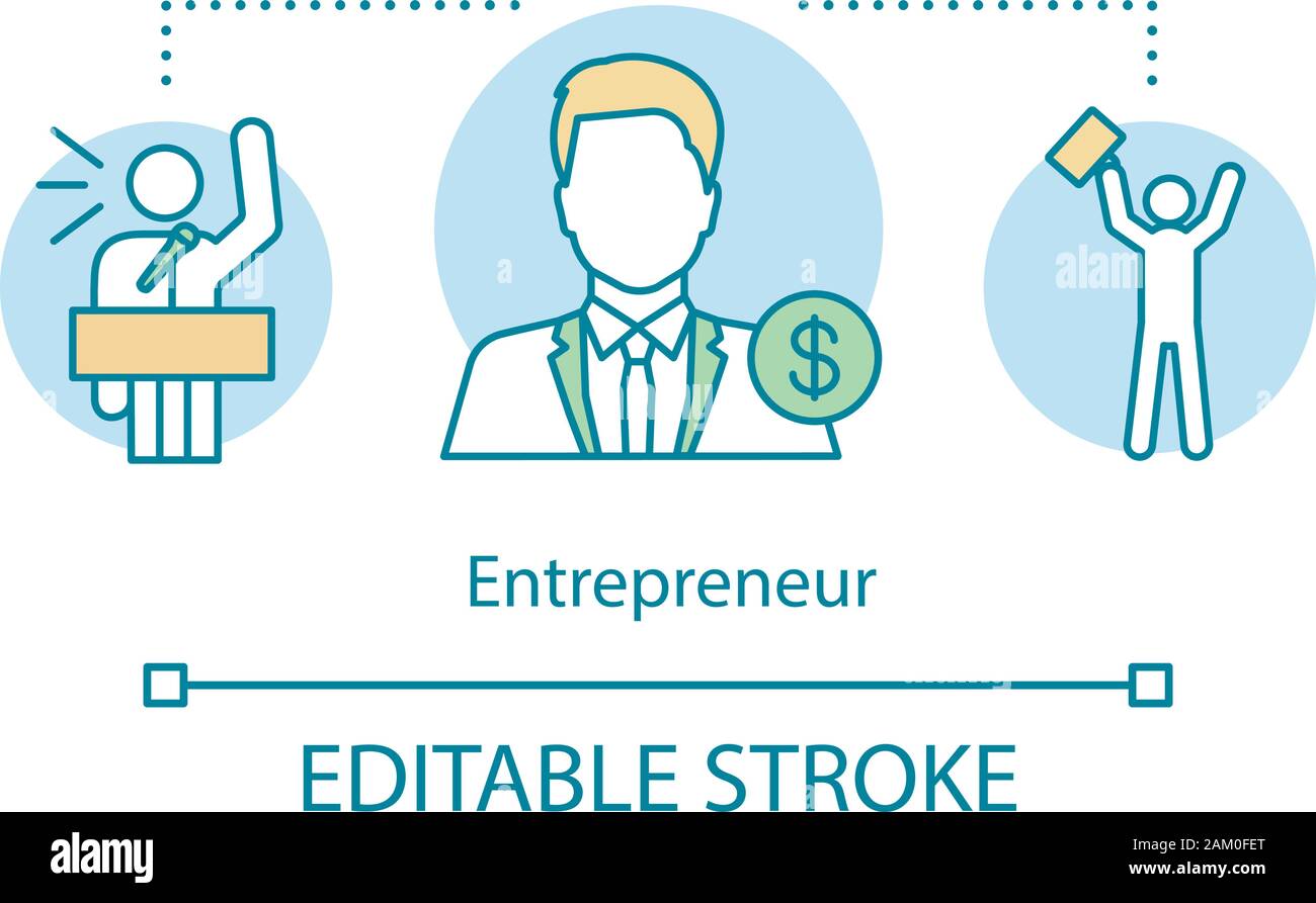 Entrepreneur concept icon. Businessman. Manager. Oratory trainer ...