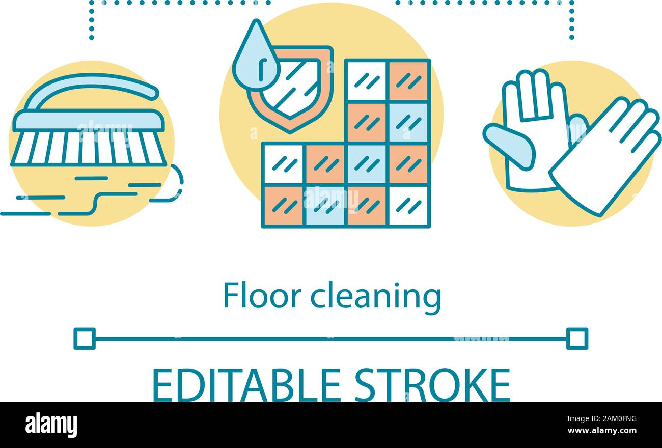 Floor cleaning concept icon. Additional cleanup service idea thin line ...