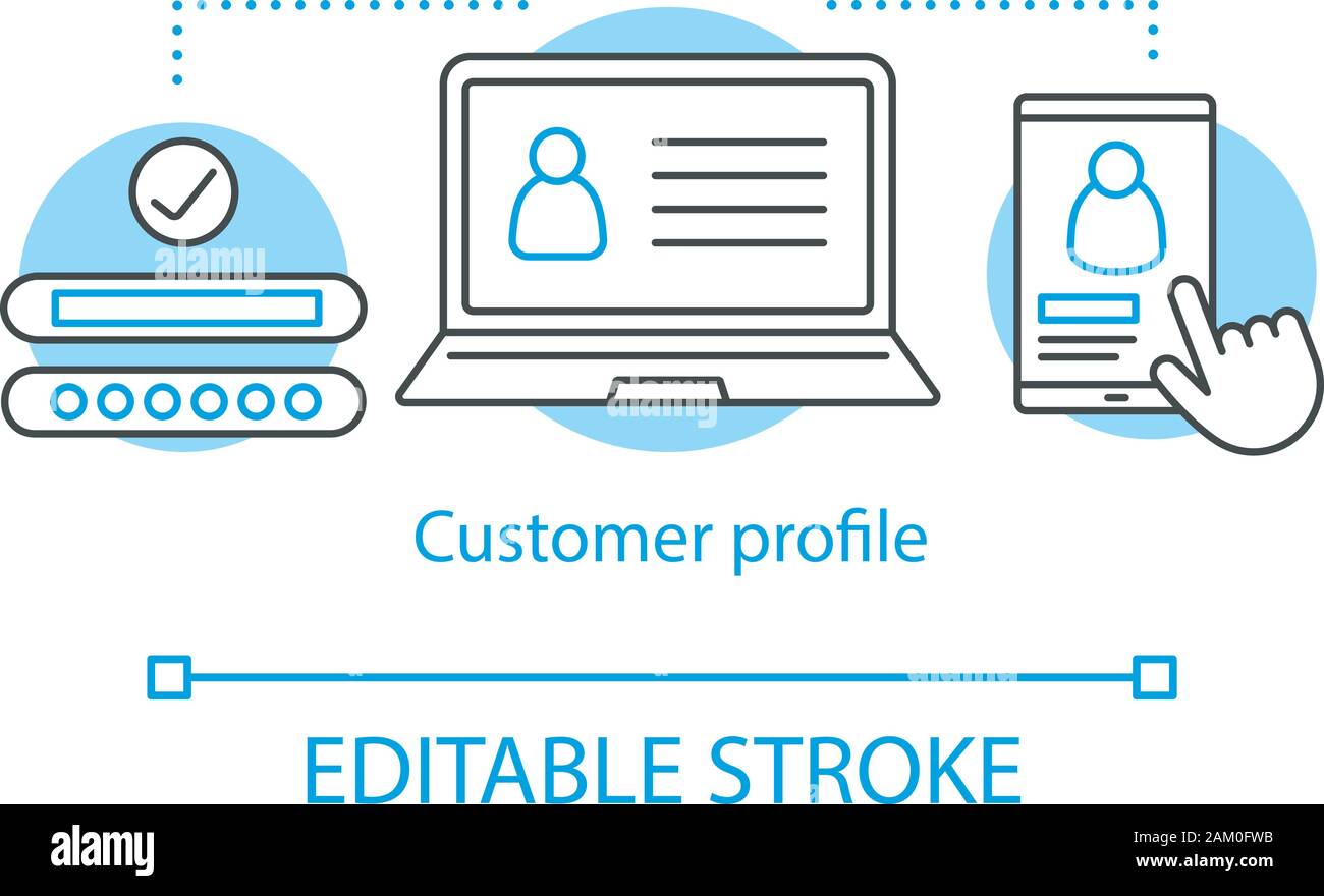 Customer profile concept icon. Commercial information idea thin line ...