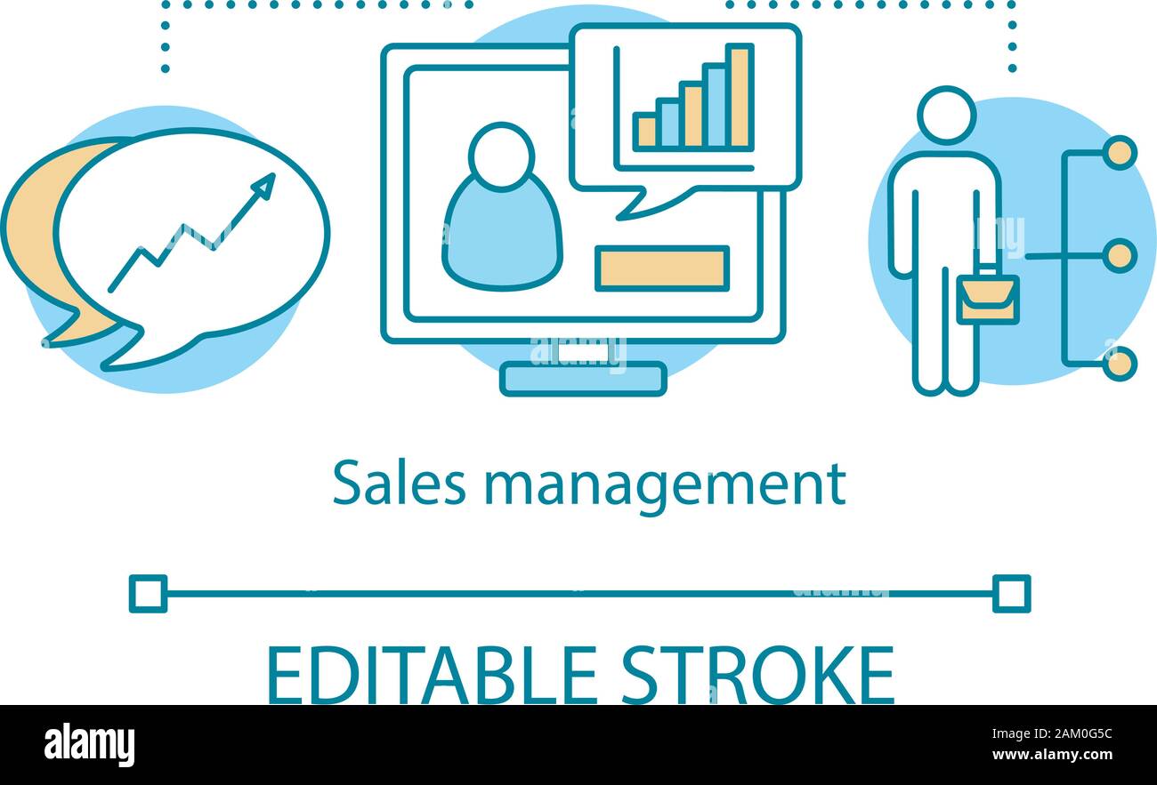 Sales management concept icon. CRM system idea thin line illustration ...