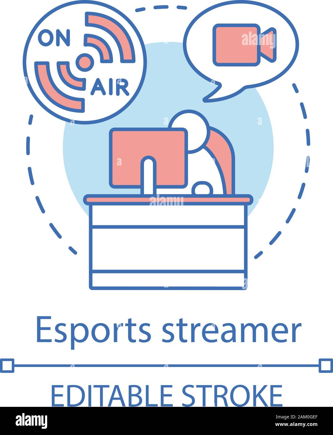 Esports streamer concept icon. Cyber sport commentator at work ...