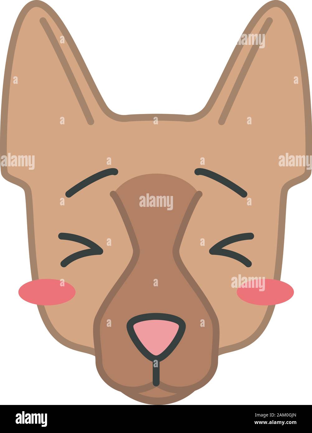 German Shepherd cute kawaii vector character. Dog with suffering muzzle ...