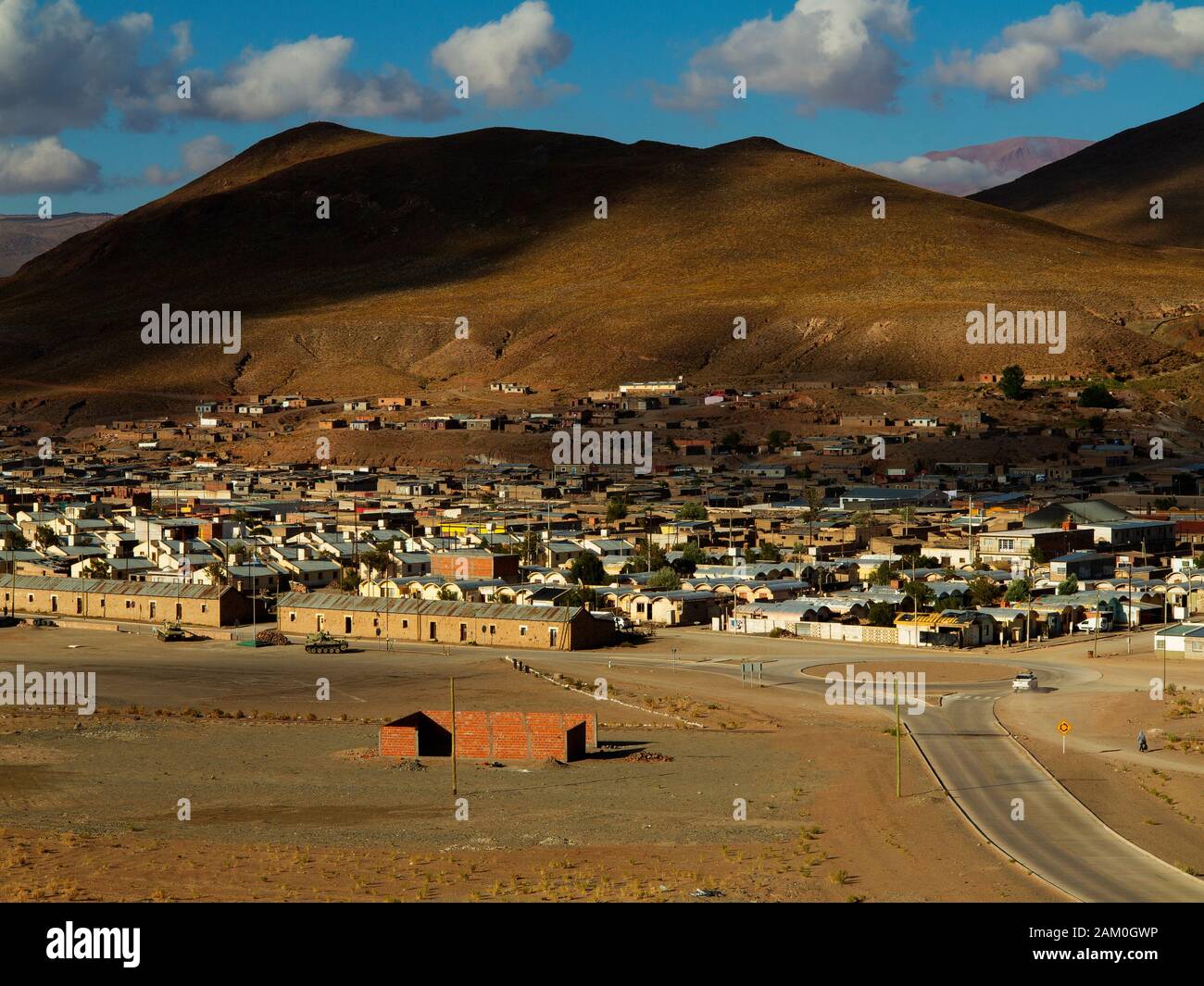 The small town of San Antonio de Los Cobres on the way to Paso Sico on ...