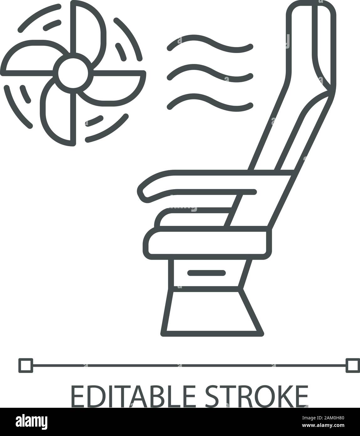 Seat conditioner linear icon. Airplane comfortable seating. Jet ...