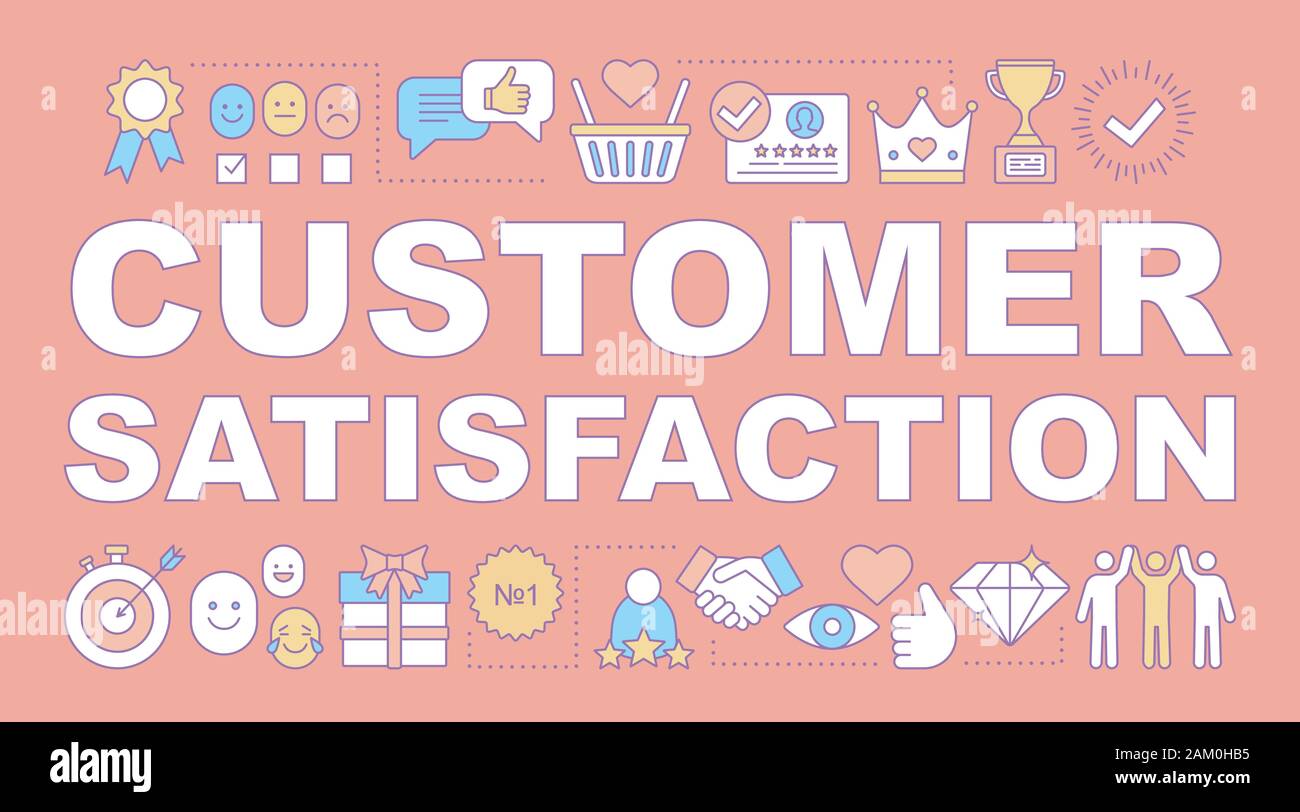 Customer satisfaction word concepts banner. Exceed client expectations ...
