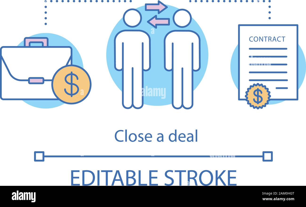 Close a deal concept icon. Sign contract idea thin line illustration. E ...