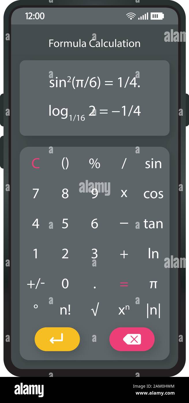 Formula calculation smartphone interface vector template. Mobile ... Formula calculation smartphone interface vector template. Mobile ...