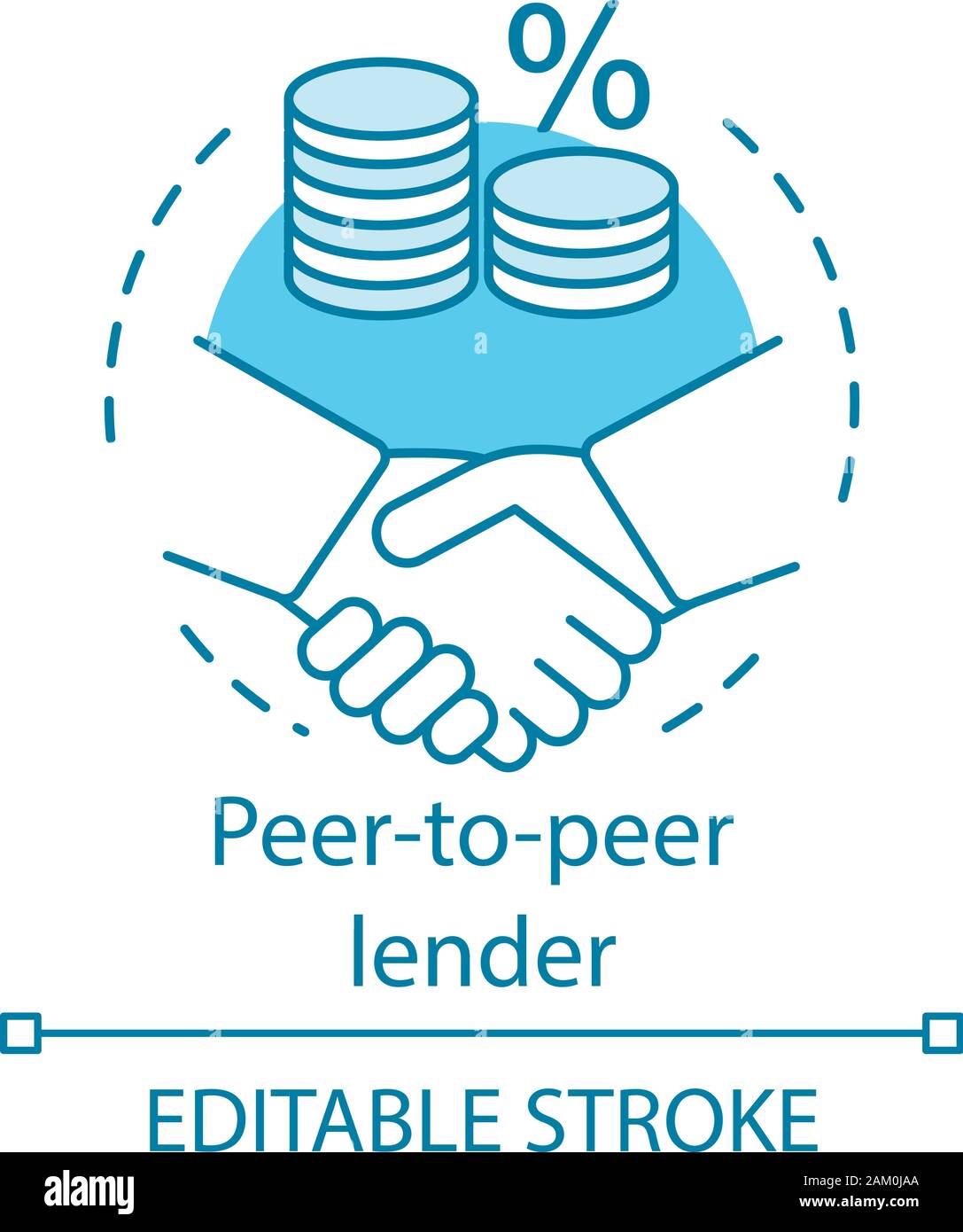 Peer-to-peer lender concept icon. P2P lending. Investment in loan ...