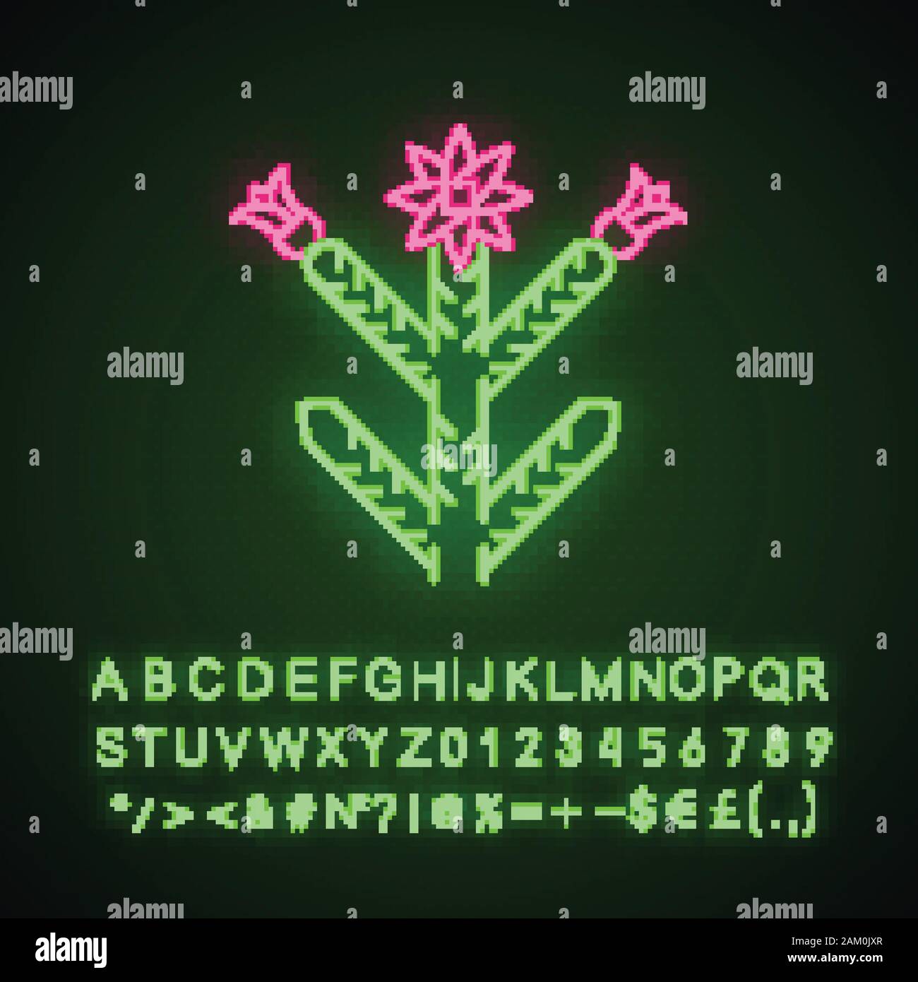 Cholla neon light icon. Cylindropuntia. Mexican and American exotic ...