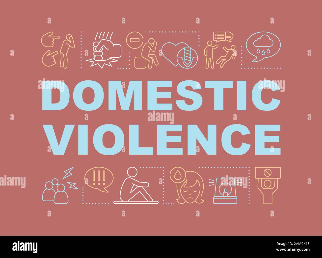 Domestic violence word concepts banner. Physical assault. Family abuse ...