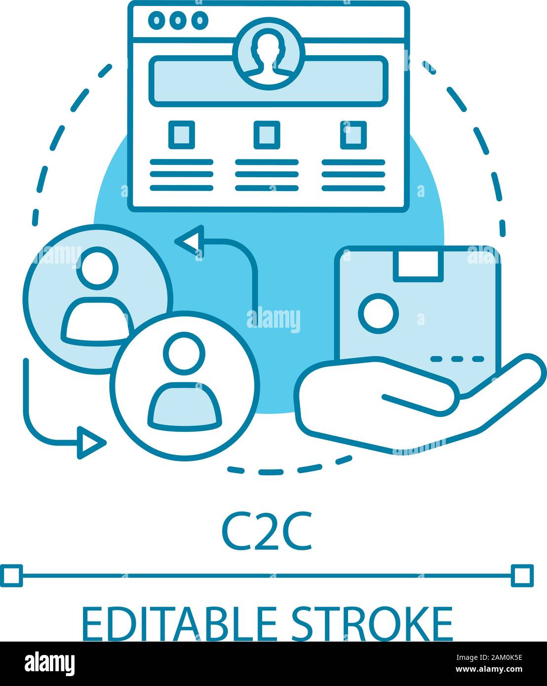 C2C concept icon. Commercial relationship idea thin line illustration ...
