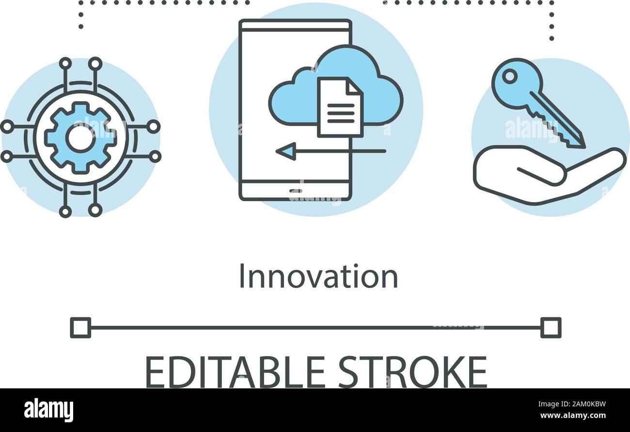 Innovation concept icon. Access to cloud storage. Document application ...