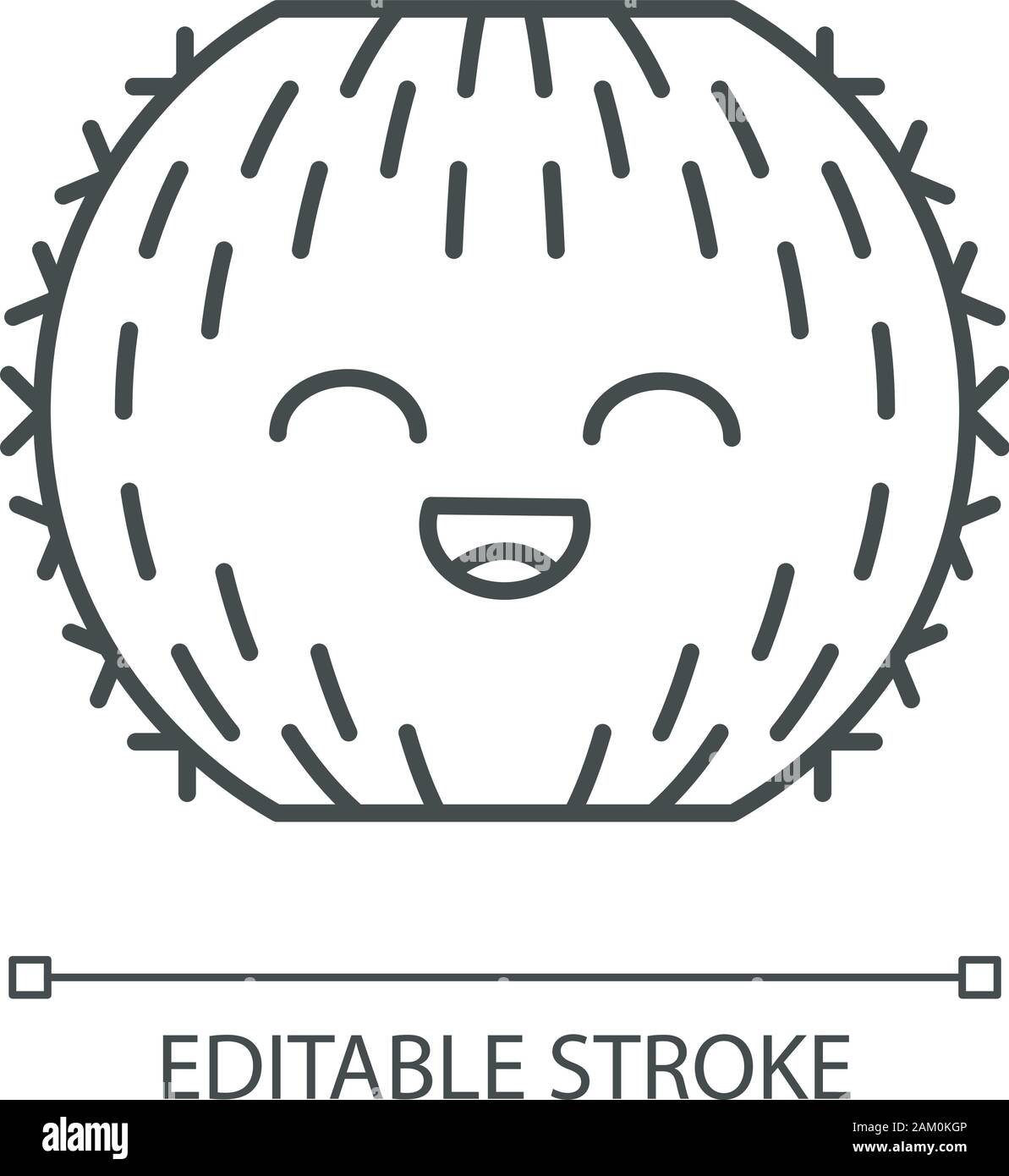 Barrel cactus cute kawaii linear character. Cactus with smiling face ...