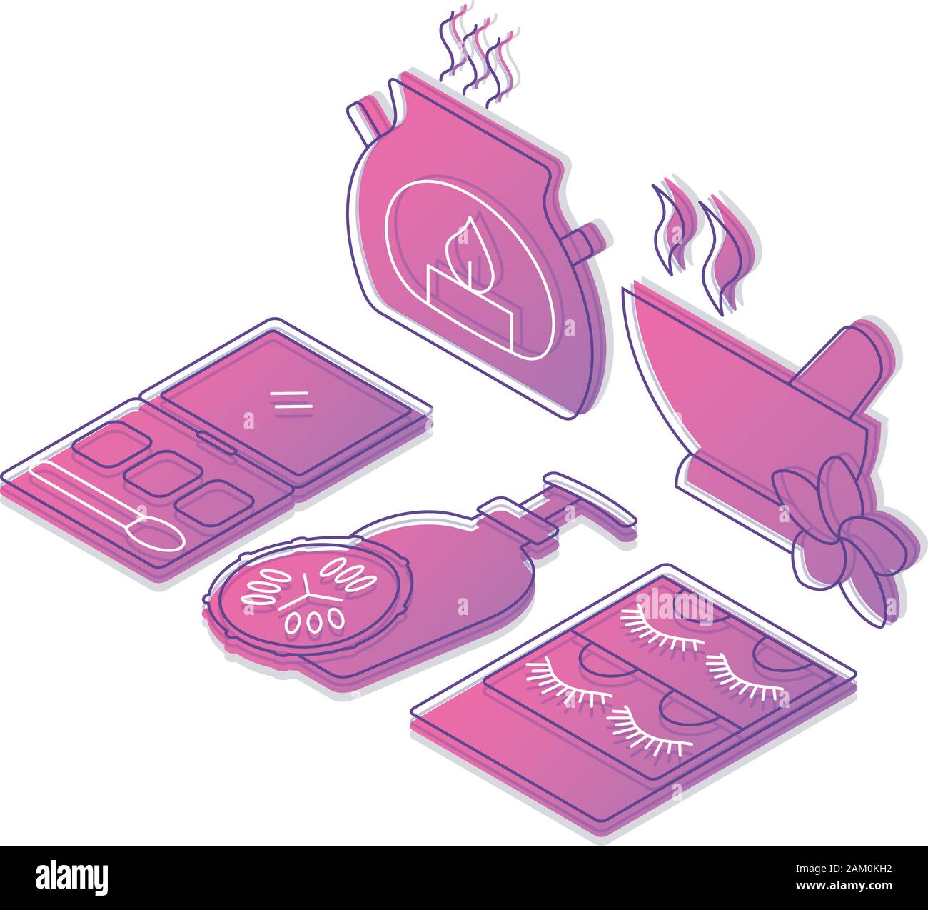 Spa salon isometric color gradient vector illustration. Beauty industry ...