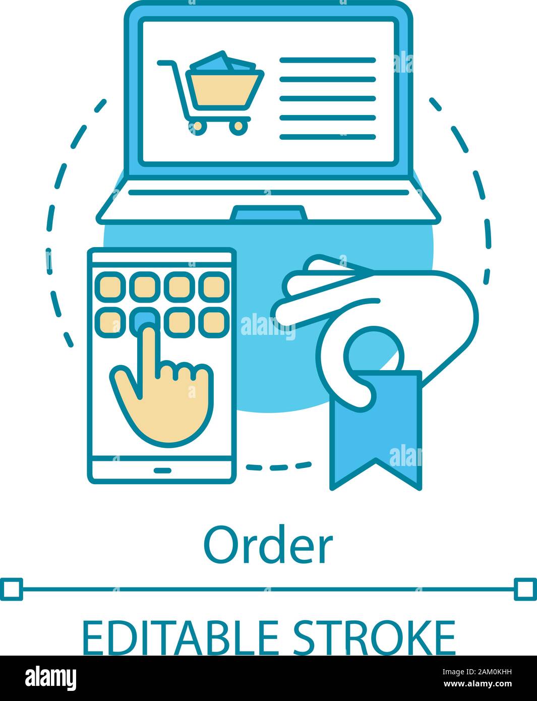 Order concept icon. Deal making idea thin line illustration. Online ...