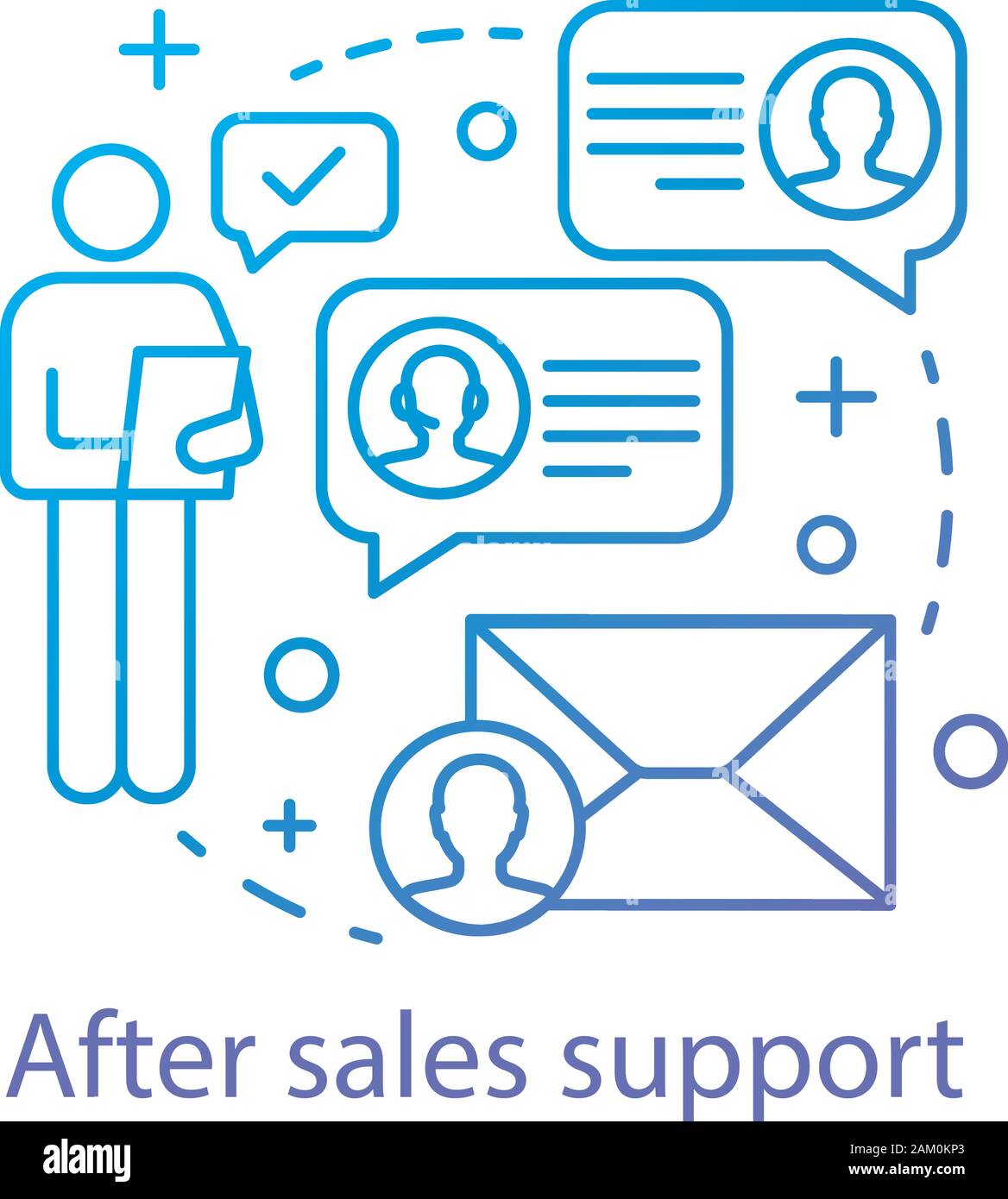 After sales support concept icon. Help desk service idea thin line illustration. Customer ...