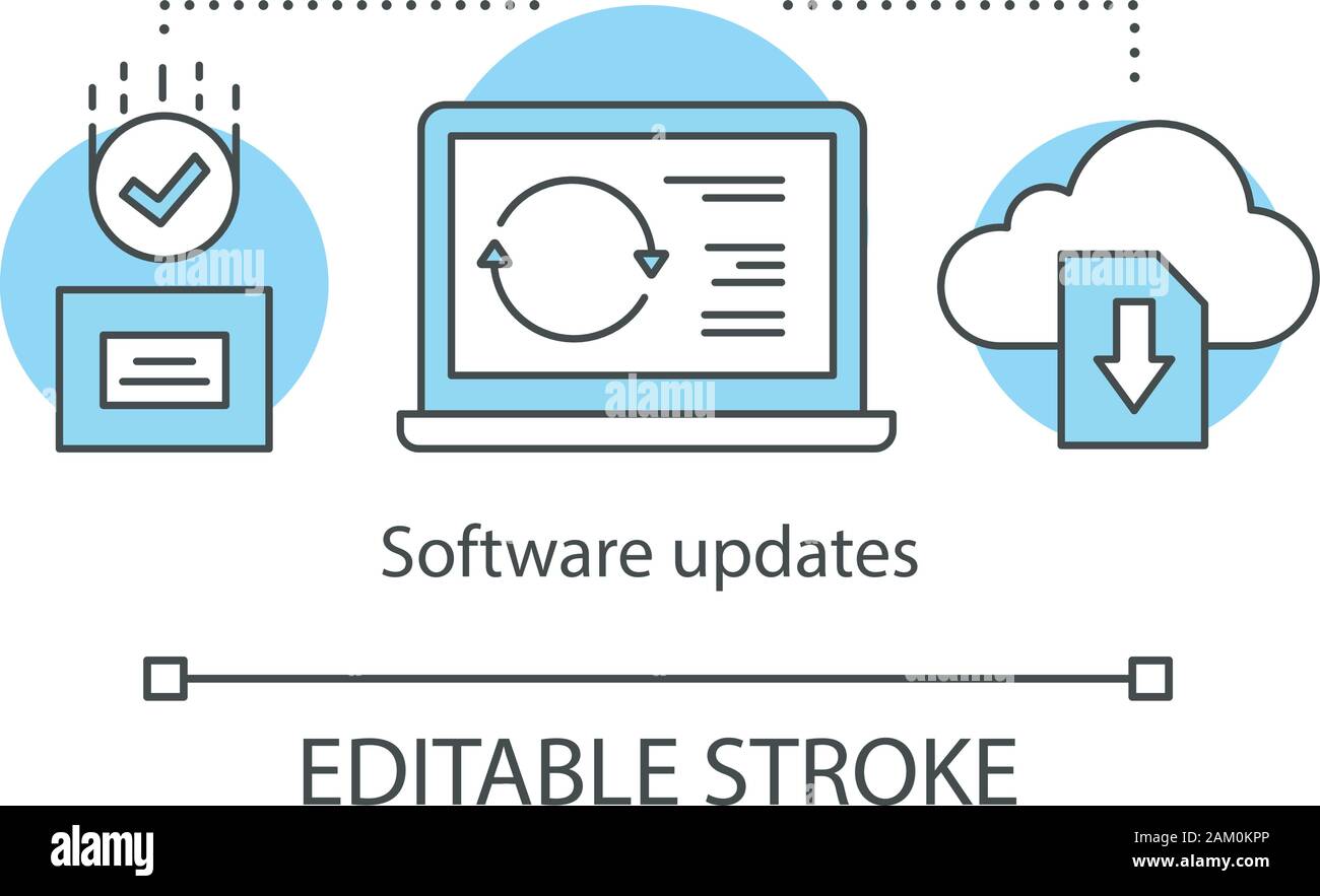 Software updates concept icon. Computer programs idea thin line ...