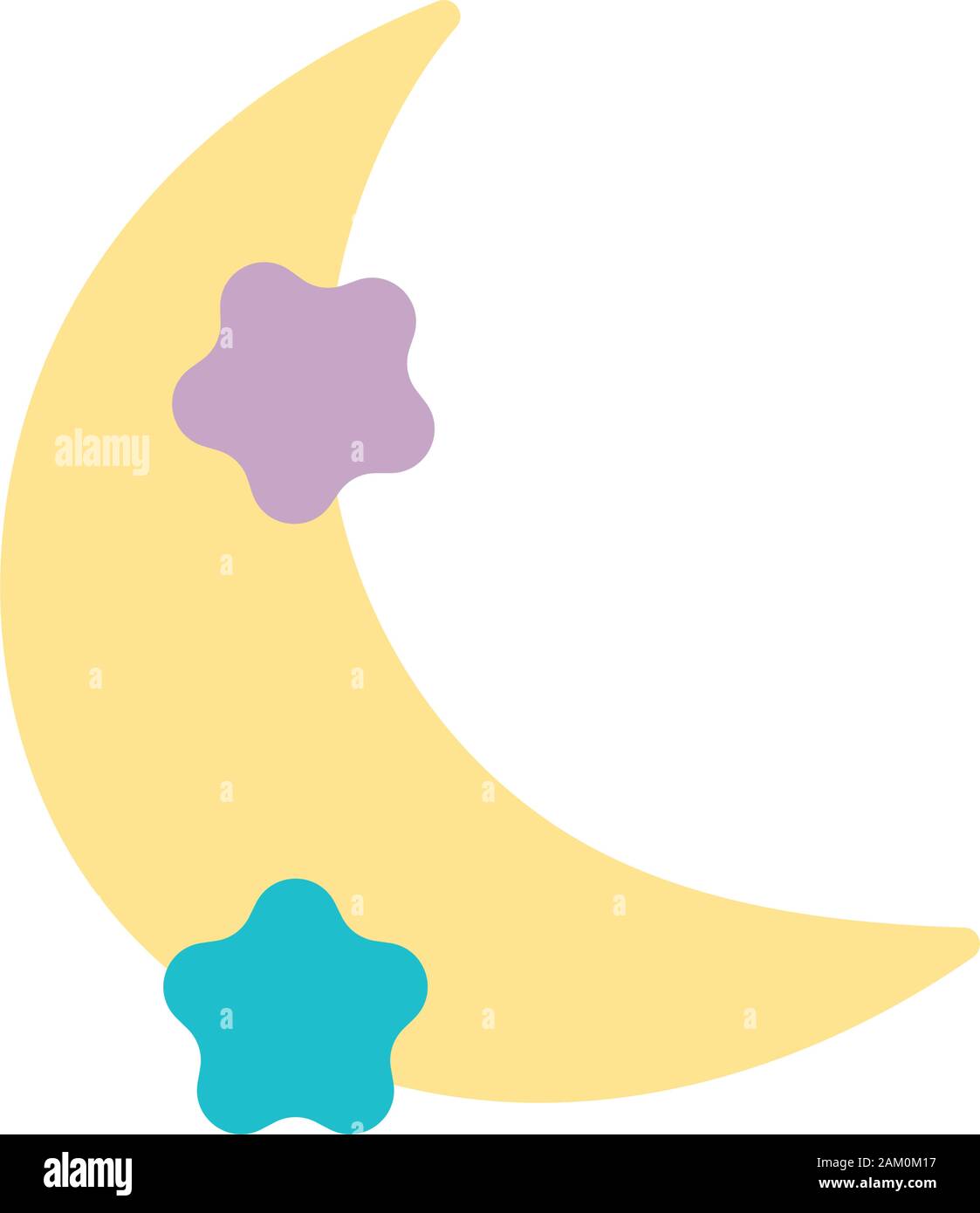 half moon stars decoration magic cartoon on white background vector ...