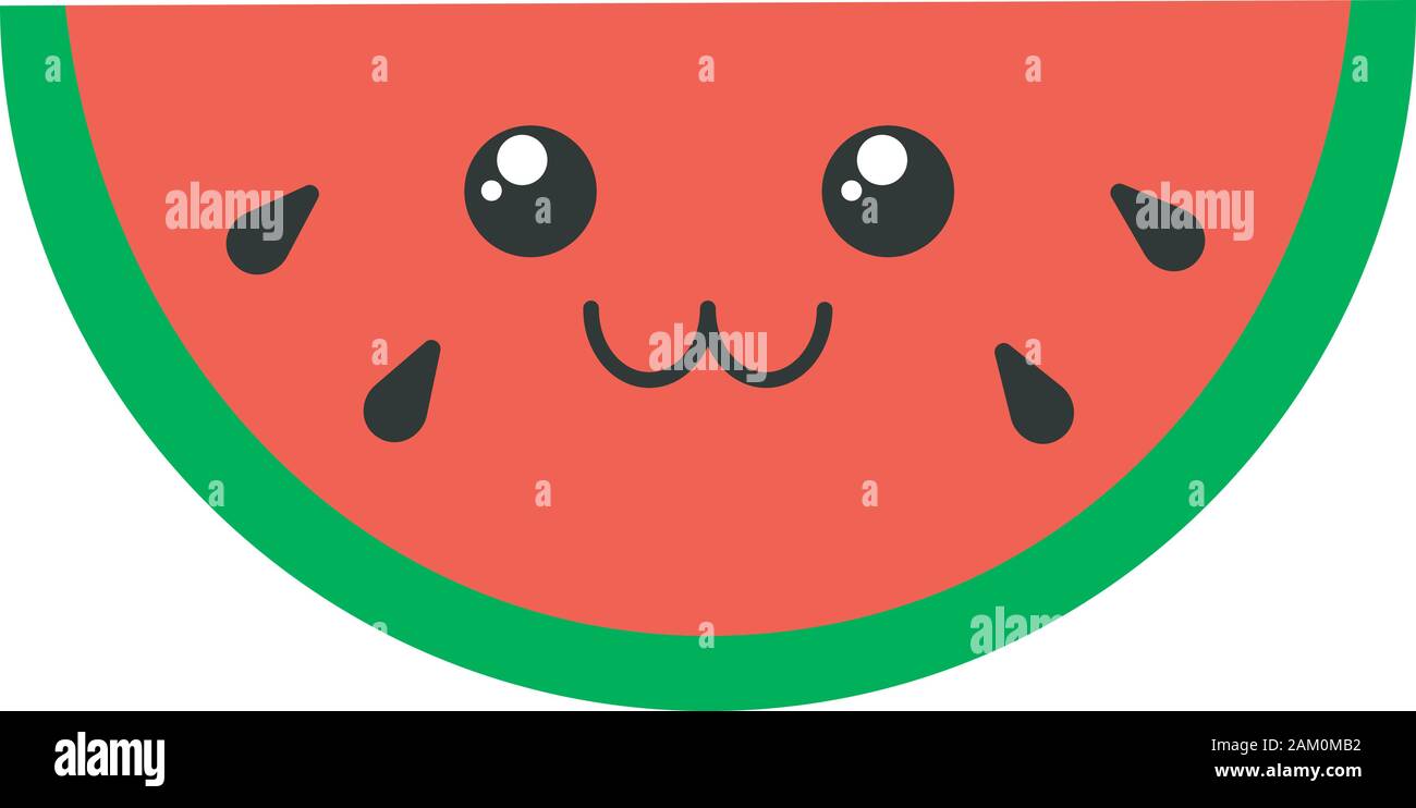 Watermelon cute kawaii flat design long shadow character. Happy ...