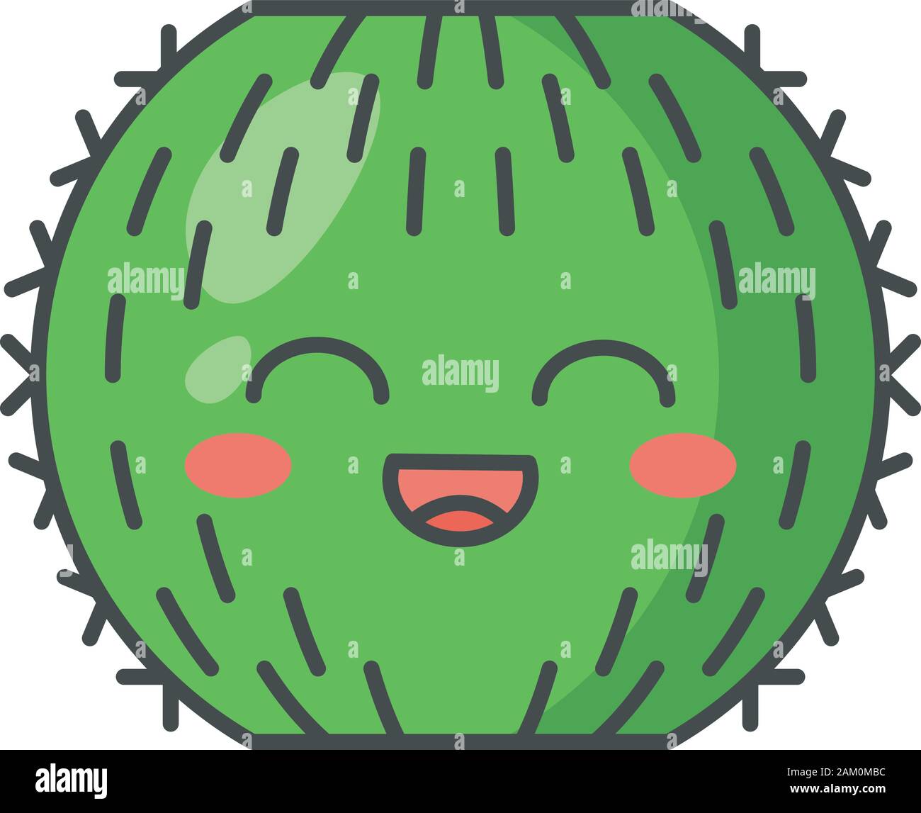 Barrel cactus cute kawaii vector character. Cactus with smiling face ...