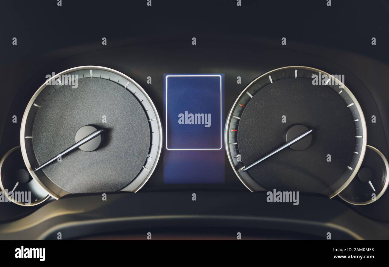Modern car speedometer of the luxury car. Speedometer and tachometer ...