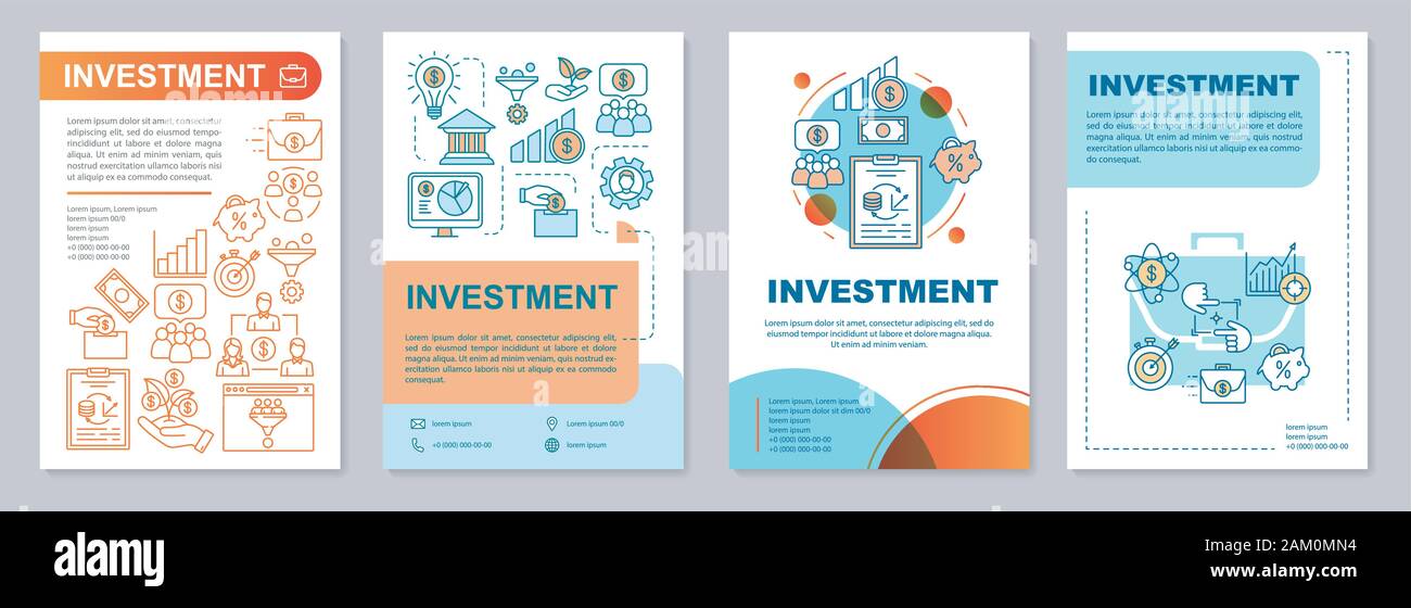 Investment brochure template layout. Types of financing. Flyer, booklet, leaflet print design ...