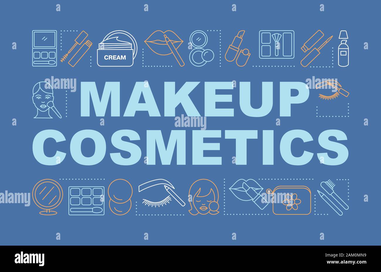 Makeup cosmetics word concepts banner. Beauty salon. Presentation ...