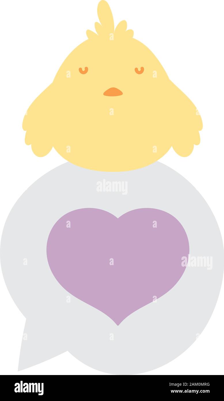 cute little chicken cartoon on love speech bubble heart vector ...