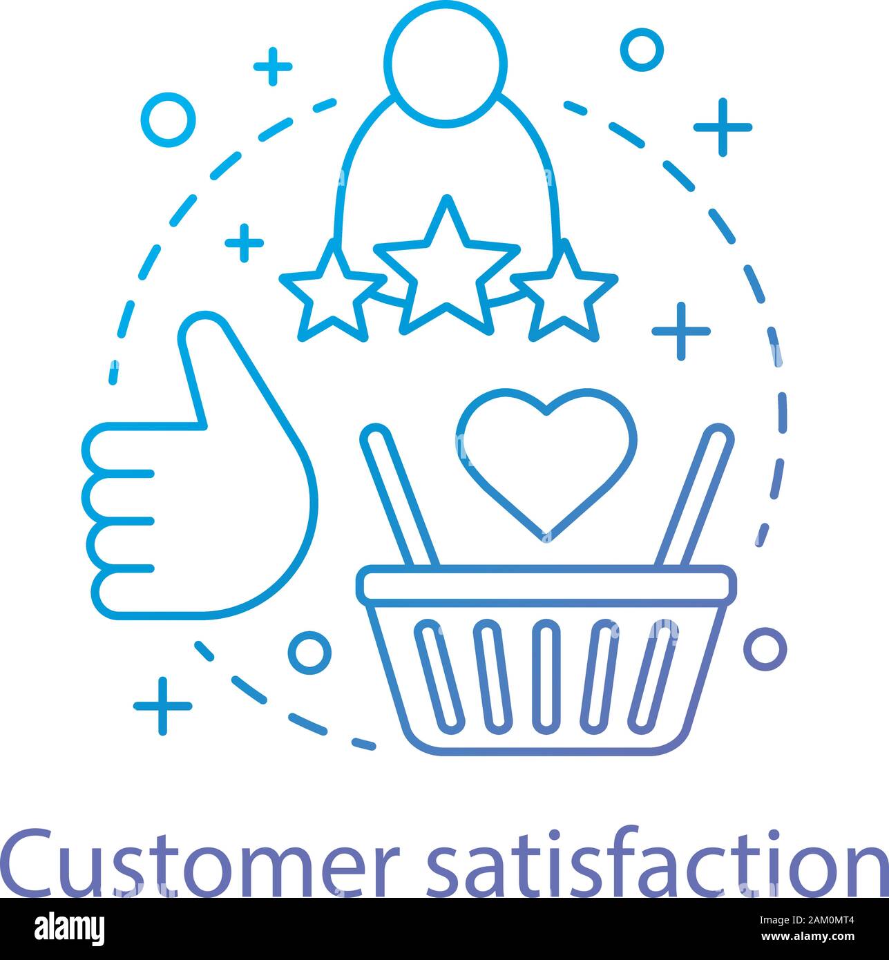Customer satisfaction concept icon. Pleased client idea thin line ...