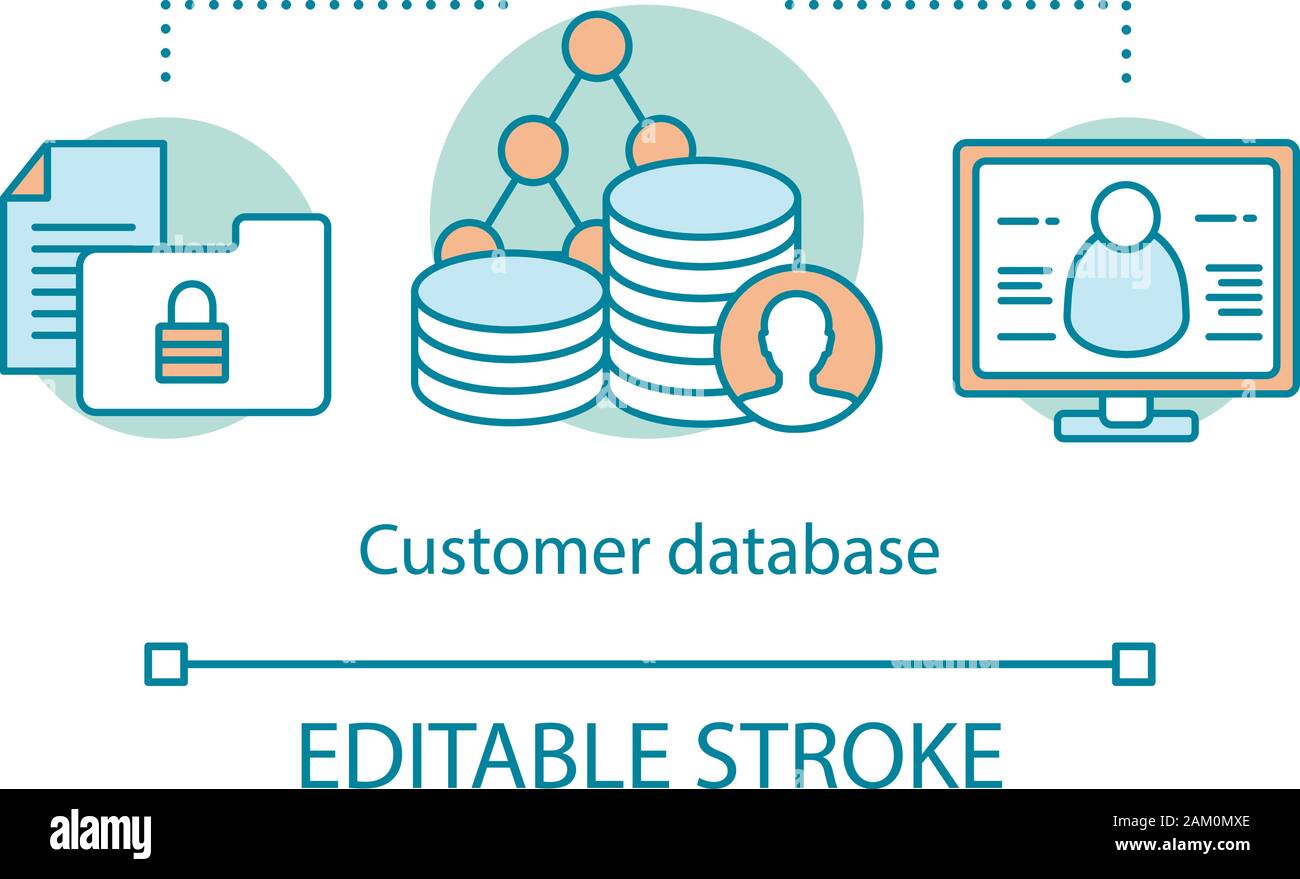 Customer database concept icon. Current base idea thin line ...
