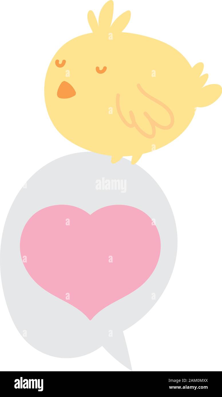 cute little chicken cartoon on love speech bubble heart vector ...