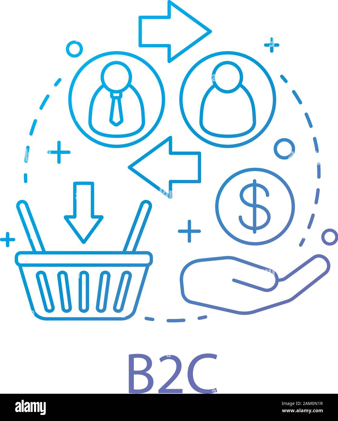 B2C concept icon. Commercial relationship idea thin line illustration ...