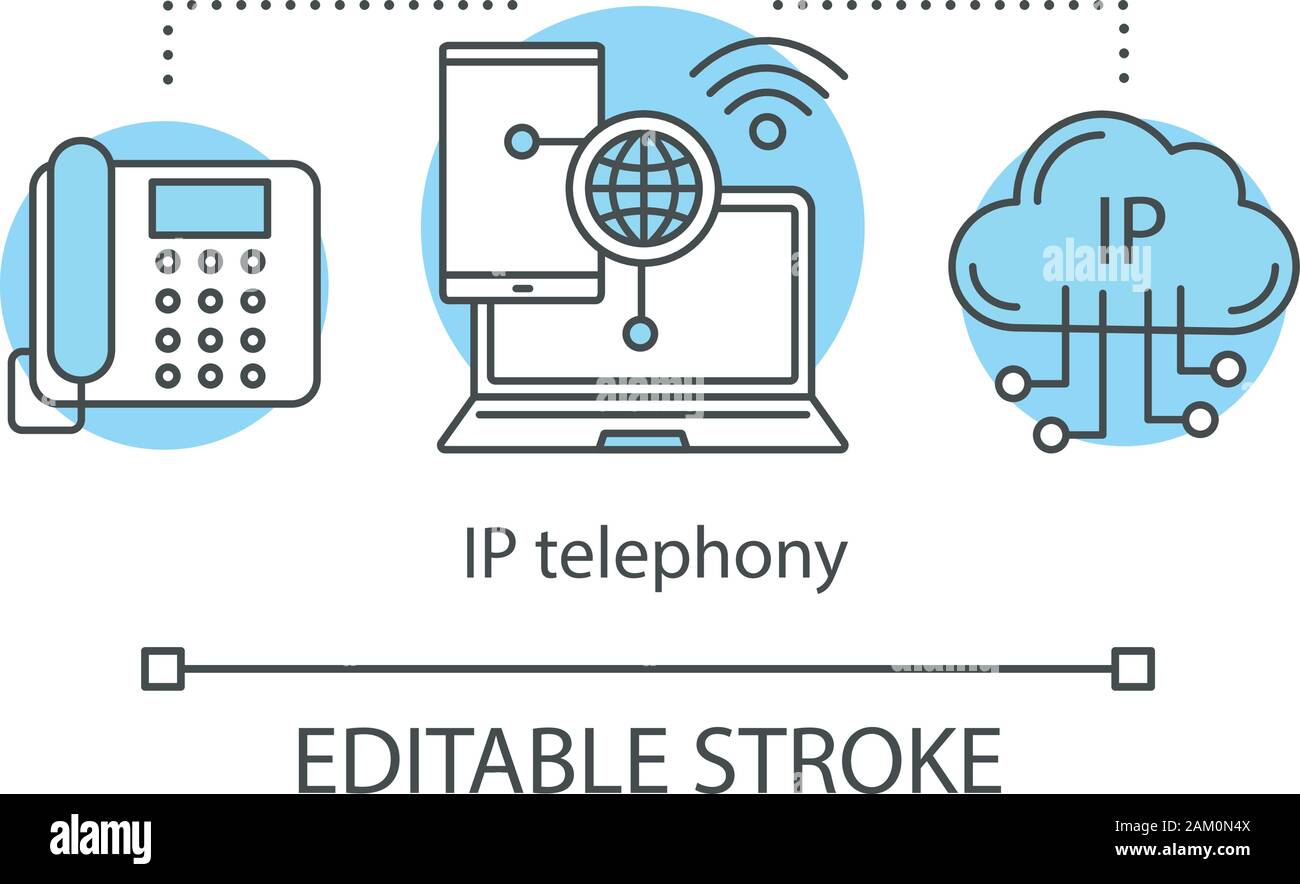 IP telephony concept icon. Telephone communication idea thin line ...