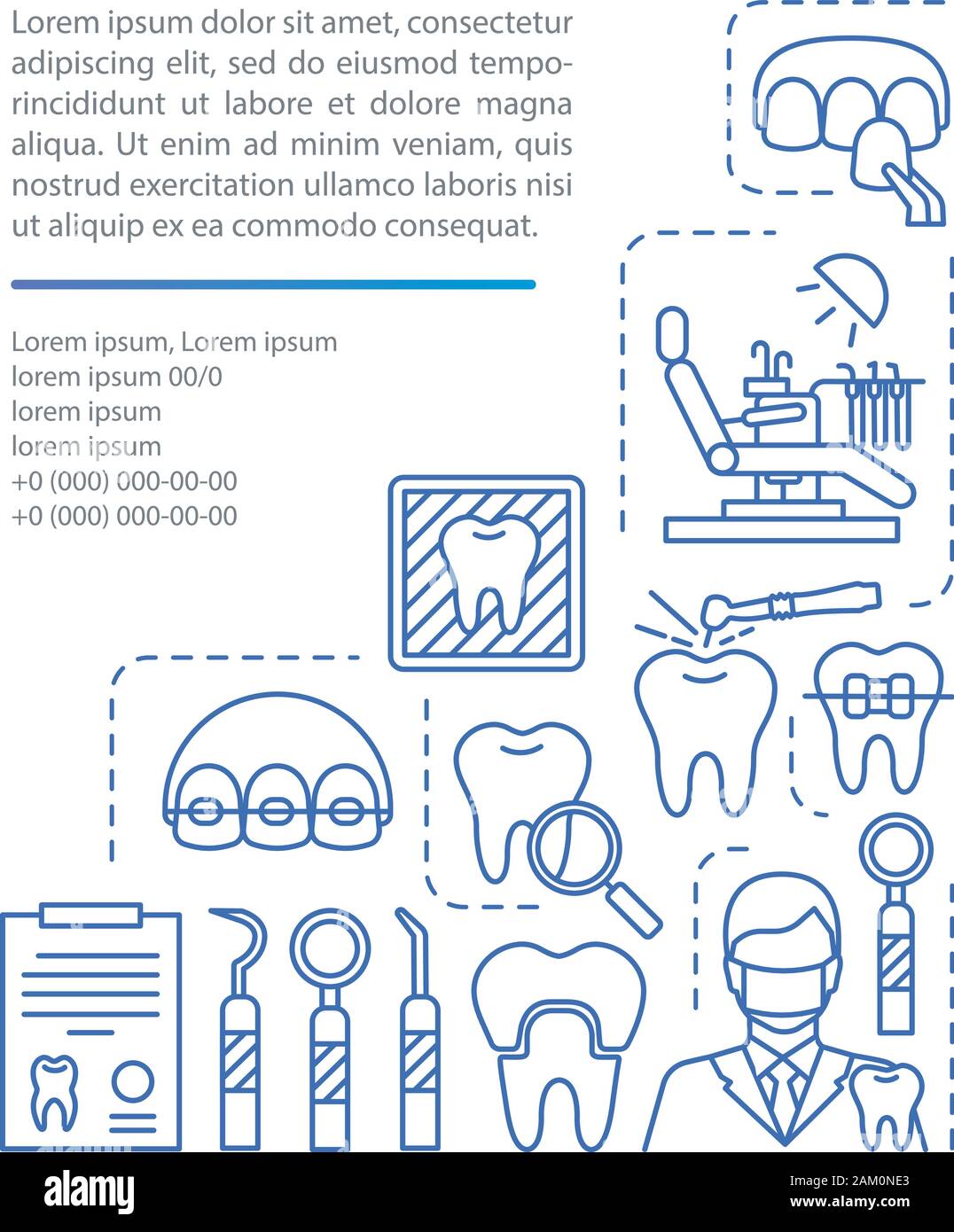 Dentistry article page vector template. Dental treatment, restoration ...