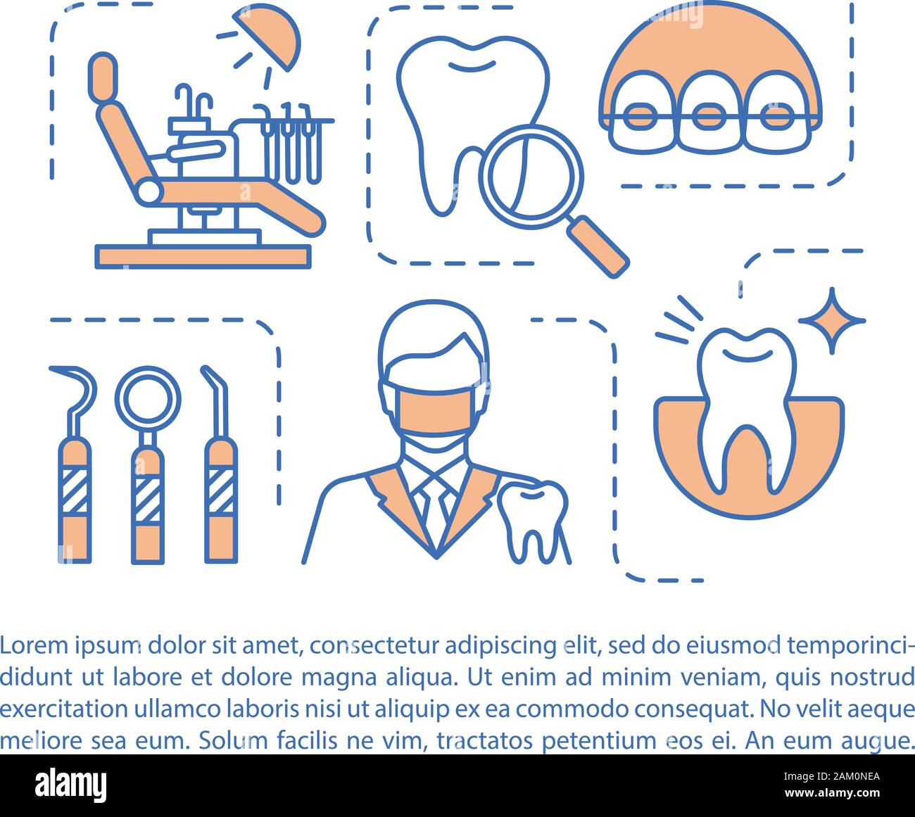 Dentistry article page vector template. Dental therapy. Dentist work ...