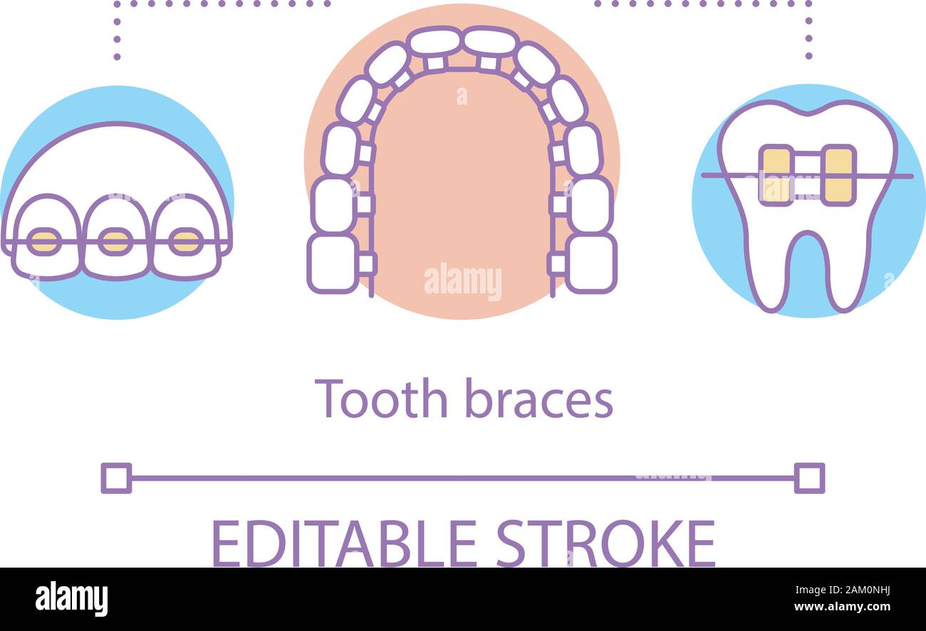 Tooth braces concept icon. Modern cosmetic dentistry. Misaligned jaw ...