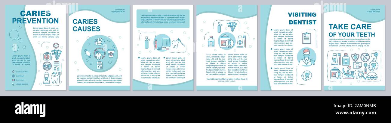 Caries prevention brochure template layout. Dental health care. Flyer, booklet, leaflet print ...