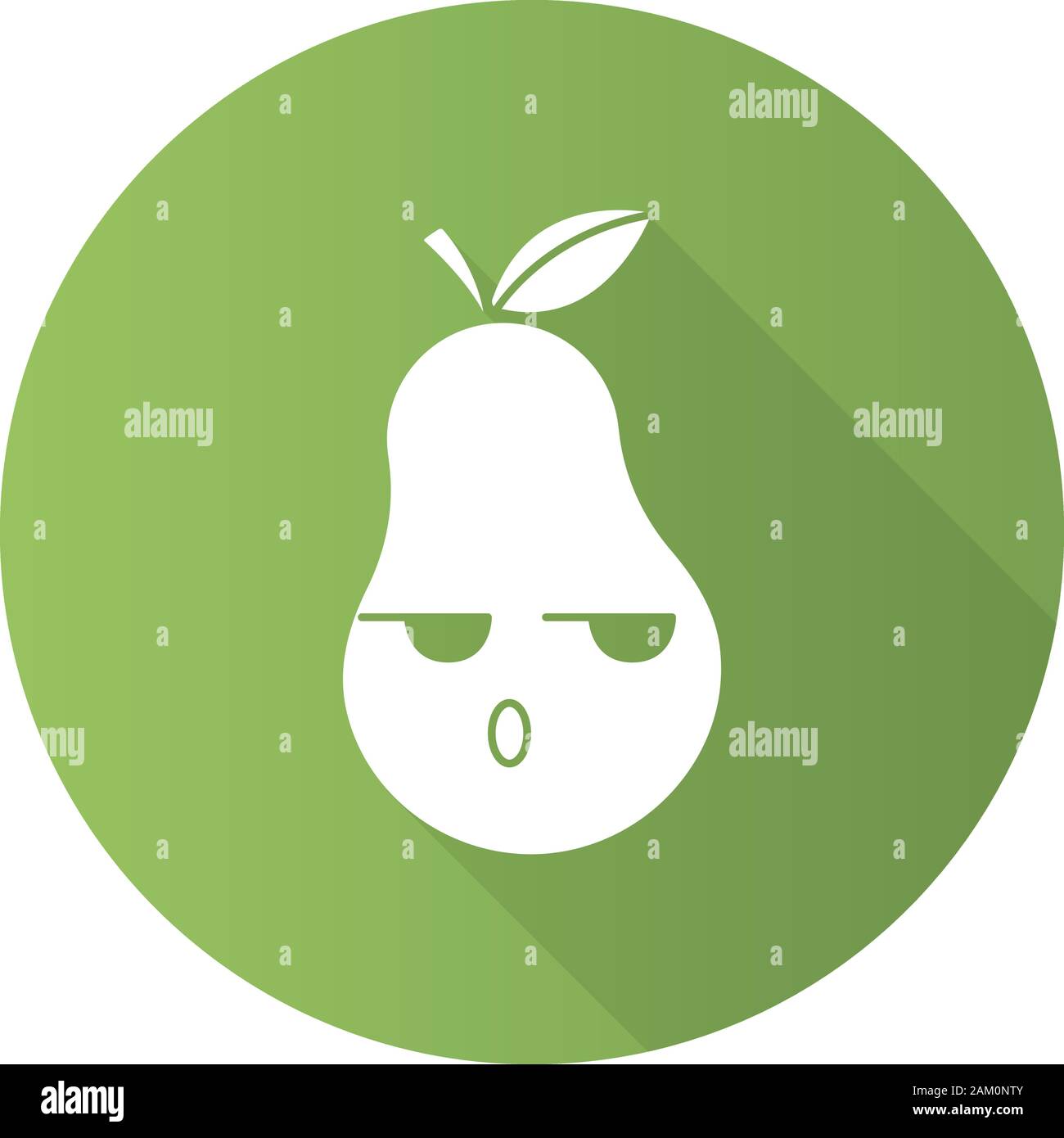 Pear cute kawaii flat design long shadow glyph character. Serious fruit ...