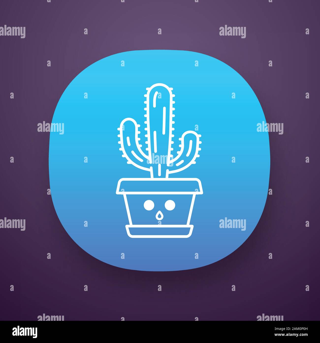 Elephant cactus app icon. Pachycereus with hushed face. Home cacti in ...