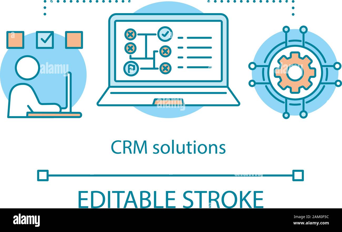 CRM solutions concept icon. Software idea thin line illustration ...
