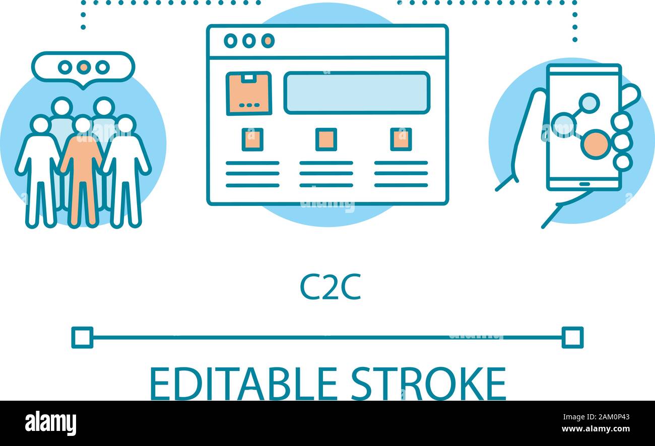 C2C concept icon. Commercial relationship idea thin line illustration ...