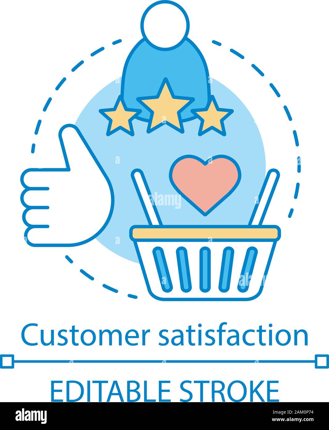 Customer satisfaction concept icon. Pleased client idea thin line ...