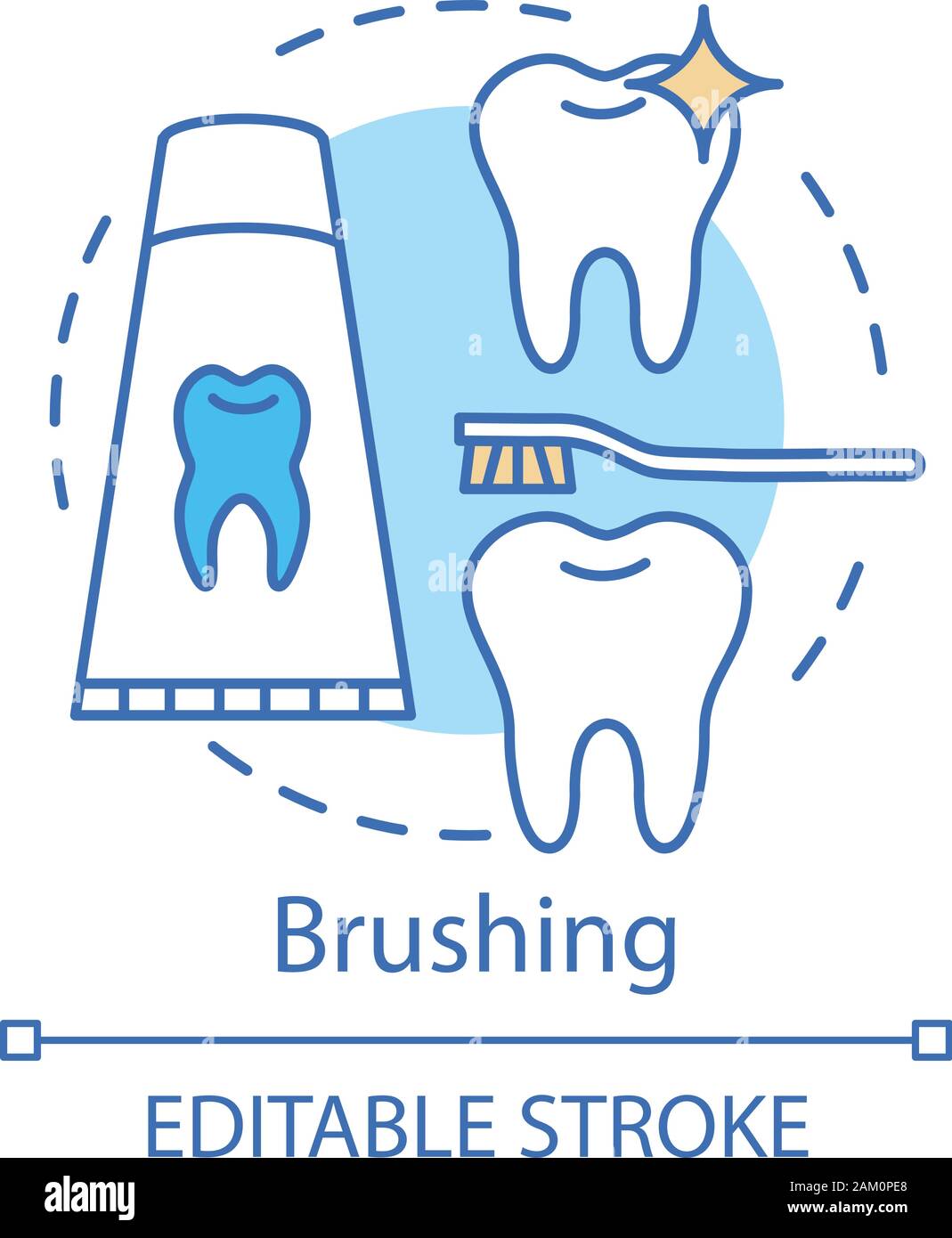 Brushing concept icon. Teeth decay and cavities prevention. Healthy ...